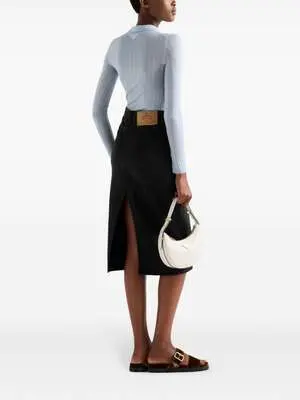 Prada Slit Denim Midi Skirt