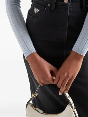 Prada Slit Denim Midi Skirt