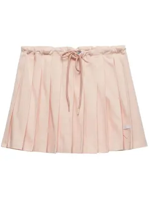 Prada Piqué Pleated Mini-skirt - Pink