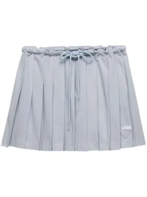 Prada Piqué Pleated Mini Skirt - Blue