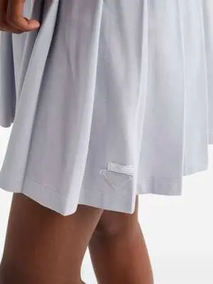 Prada Piqué Pleated Mini Skirt - Blue