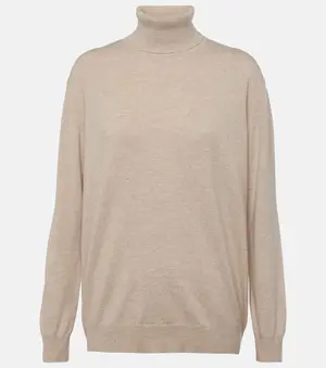 Brunello Cucinelli Monili Cashmere Turtleneck Sweater - Neutrals