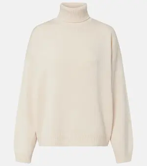 Brunello Cucinelli Monili Cashmere Turtleneck Sweater - White