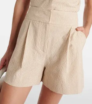 Veronica Beard Haina High-rise Seersucker Shorts - Multicoloured
