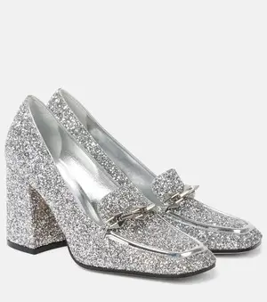 JIMMY CHOO Diamond Tilda 85 Glitter Loafer Pumps