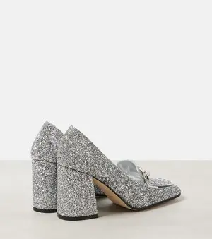 JIMMY CHOO Diamond Tilda 85 Glitter Loafer Pumps