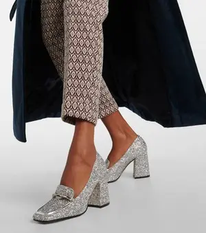 JIMMY CHOO Diamond Tilda 85 Glitter Loafer Pumps