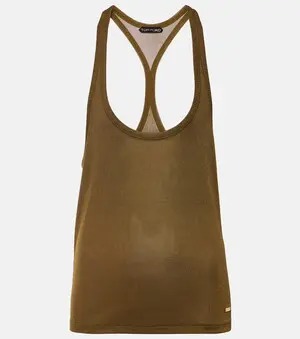 TOM FORD Tom Ford Ribbed-Knit Crêpe Jersey Tank Top Brown