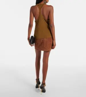 TOM FORD Ribbed-knit Crêpe Jersey Tank Top - Brown