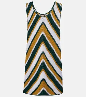Marni Chevron Knitted Cotton Minidress - Multicoloured