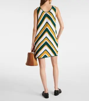 Marni Chevron Knitted Cotton Minidress - Multicoloured