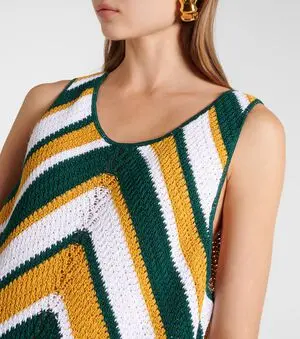 Marni Chevron Knitted Cotton Minidress - Multicoloured