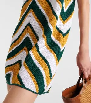Marni Chevron Knitted Cotton Minidress - Multicoloured