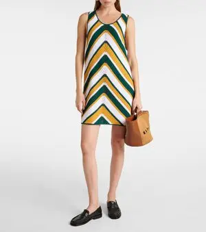 Marni Chevron Knitted Cotton Minidress - Multicoloured