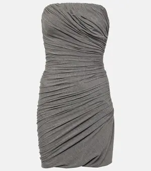 Attico Draped Strapless Minidress - Grey