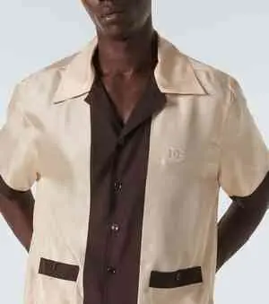 Dolce & Gabbana Logo Silk Twill Bowling Shirt