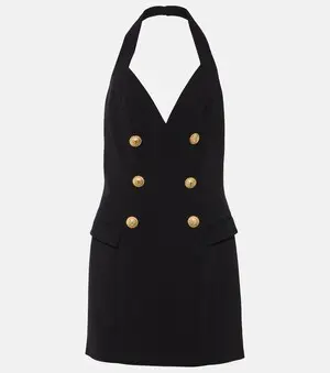 Balmain Halterneck Crêpe Minidress - Black