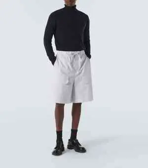 JIL SANDER Striped Cotton Bermuda Shorts - Blue