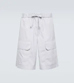 JIL SANDER Striped Cotton Bermuda Shorts - Blue