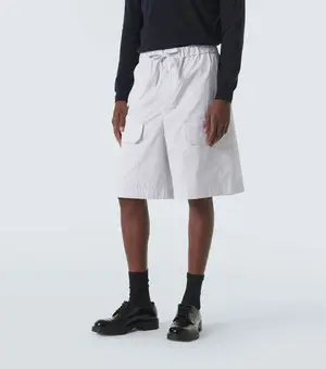 JIL SANDER Striped Cotton Bermuda Shorts - Blue