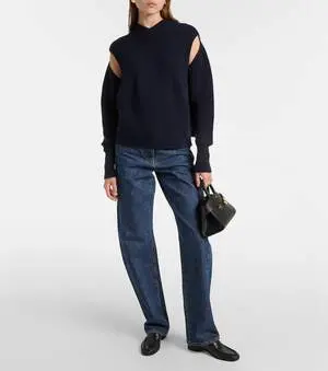 FERRAGAMO Cutout Cashmere-blend Sweater - Blue