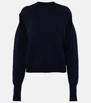FERRAGAMO Cutout Cashmere-blend Sweater - Blue