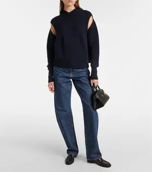 FERRAGAMO Cutout Cashmere-blend Sweater - Blue