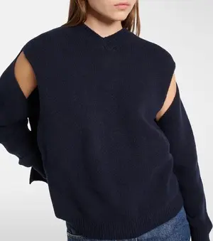 FERRAGAMO Cutout Cashmere-blend Sweater - Blue
