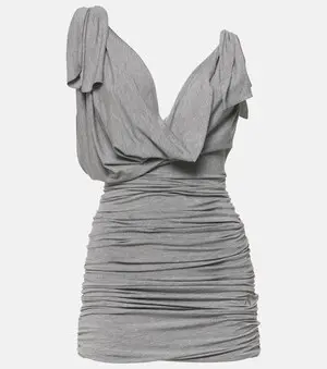 Attico Draped Jersey Minidress - Grey