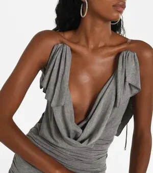 Attico Draped Jersey Minidress - Grey