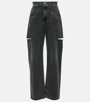 MAISON MARGIELA Cutout High-rise Tapered Jeans - Black