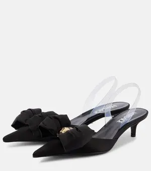Versace Alia 45 Satin Slingback Pumps