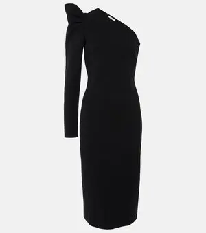 Max Mara One-shoulder Ruffled Midi Dress - Black