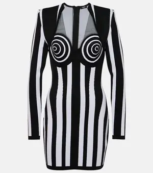 Balmain Striped Minidress - Black