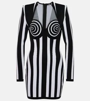 Balmain Striped Minidress - Black