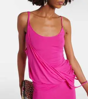 Attico Draped Asymmetric Jersey Midi Dress - Pink