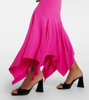 Attico Draped Asymmetric Jersey Midi Dress - Pink