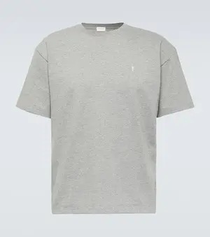 Saint Laurent Cassandre Cotton-blend Piqué T-shirt - Grey