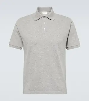 Saint Laurent Cassandre Cotton-blend Piqué T-shirt - Grey