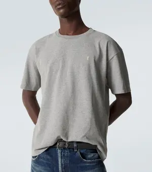 Saint Laurent Cassandre Cotton-blend Piqué T-shirt - Grey