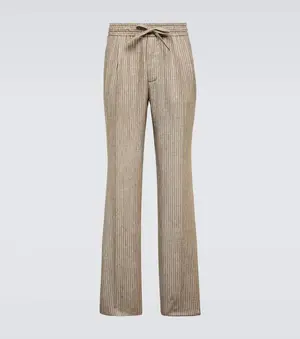 Dolce & Gabbana Striped Linen Full Length Pants