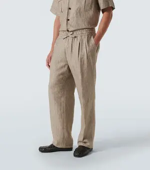 Dolce & Gabbana Striped Linen Full Length Pants
