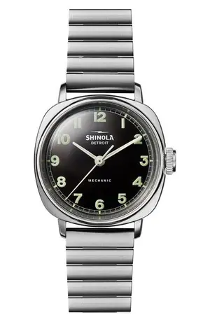 Shinola Mechanic Bracelet Watch - Black/silver