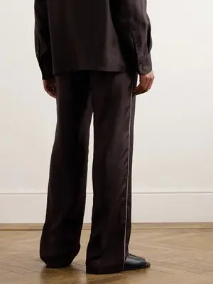 Dolce & Gabbana Logo-embroidered Silk-twill Pyjama Bottoms