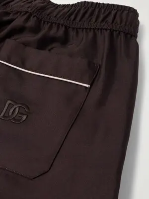 Dolce & Gabbana Logo-embroidered Silk-twill Pyjama Bottoms