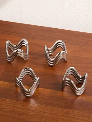 L'Objet Ripple Platinum-plated Napkin Ring Set
