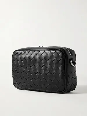 Bottega Veneta Intrecciato Leather Messenger Bag - Black