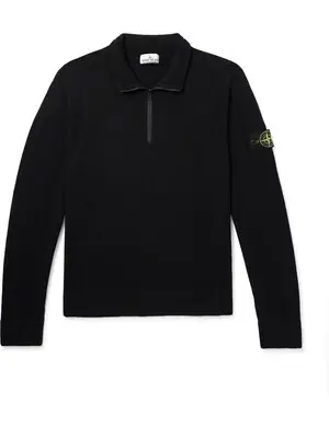 Stone Island Logo-appliquéd Wool-blend Half-zip Sweater