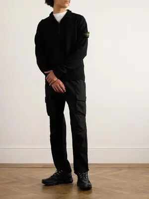 Stone Island Logo-appliquéd Wool-blend Half-zip Sweater