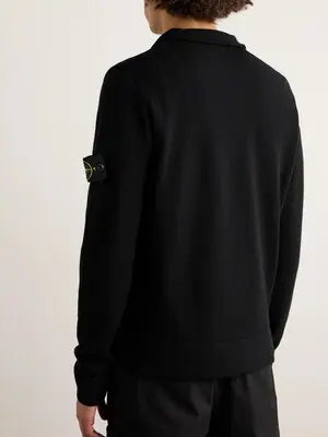 Stone Island Logo-appliquéd Wool-blend Half-zip Sweater